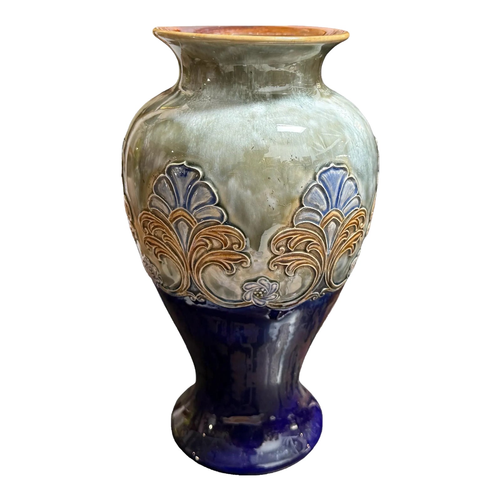 Large Antique Royal Doulton Pottery Vase | Chairish