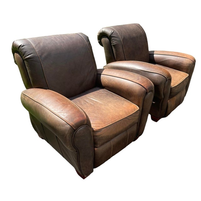 Late 20th Century Klaussner Leather Deep Seat Large Brown Leather ...