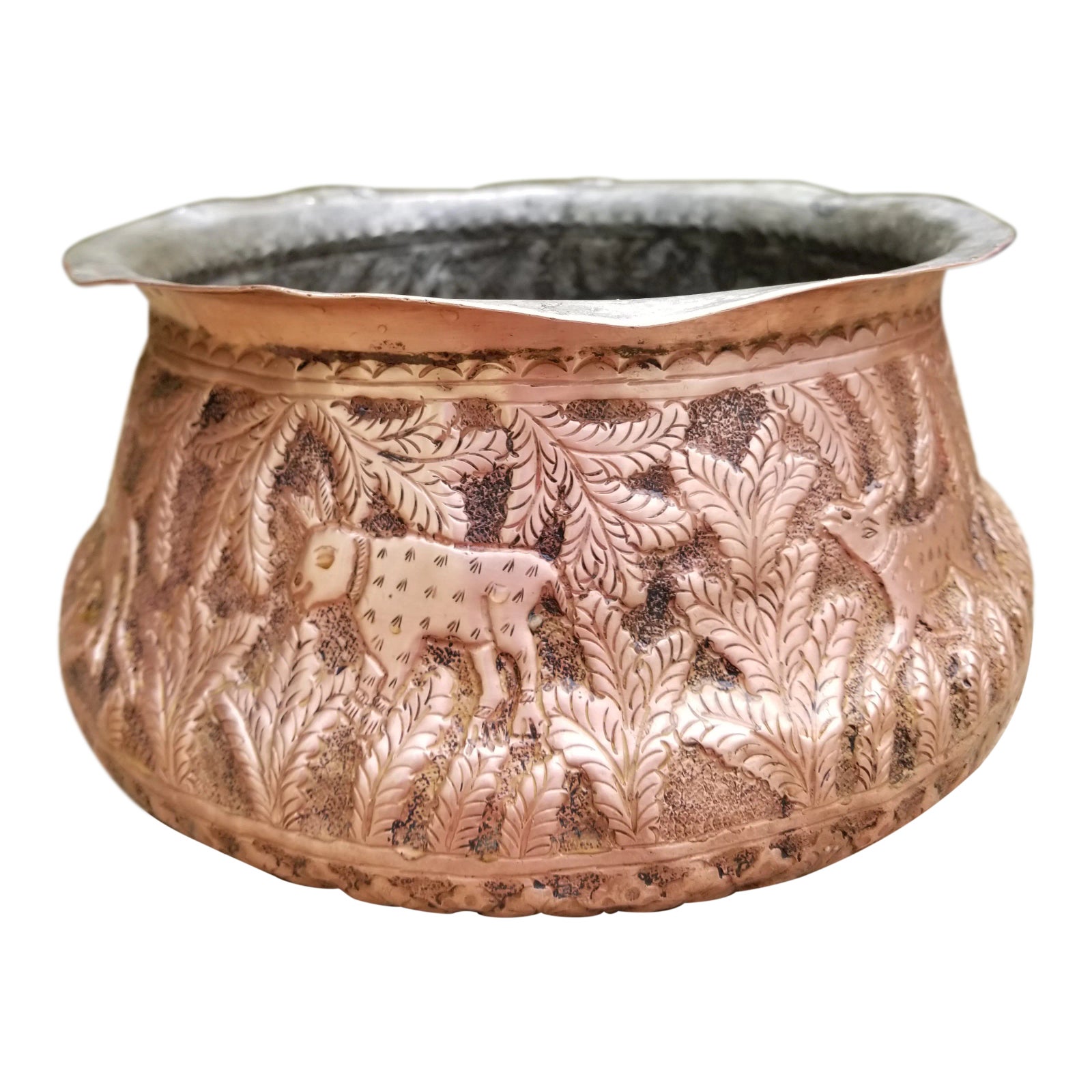 Highly Embellished Antique Copper Pakistani Cooking Pot | Chairish