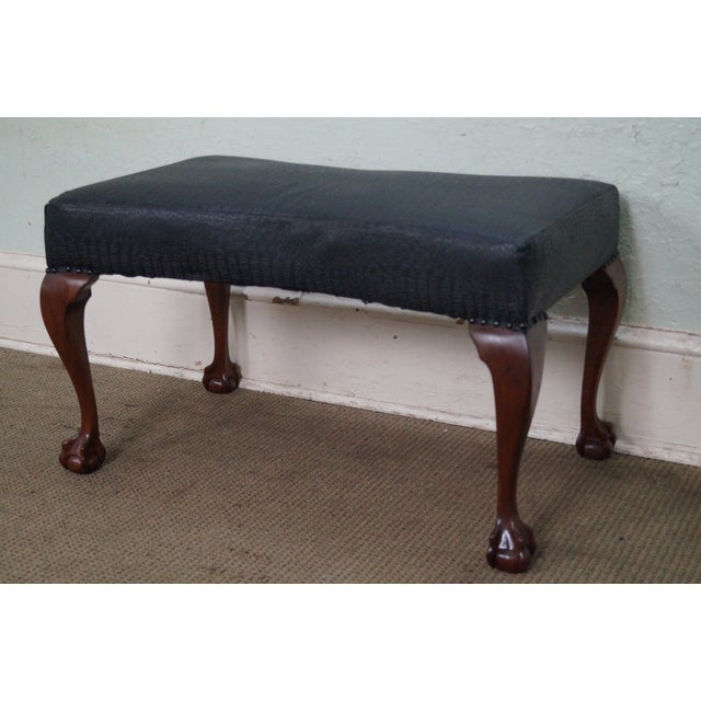 Mahogany Chippendale Style Claw Foot Bowtie Bench | Chairish