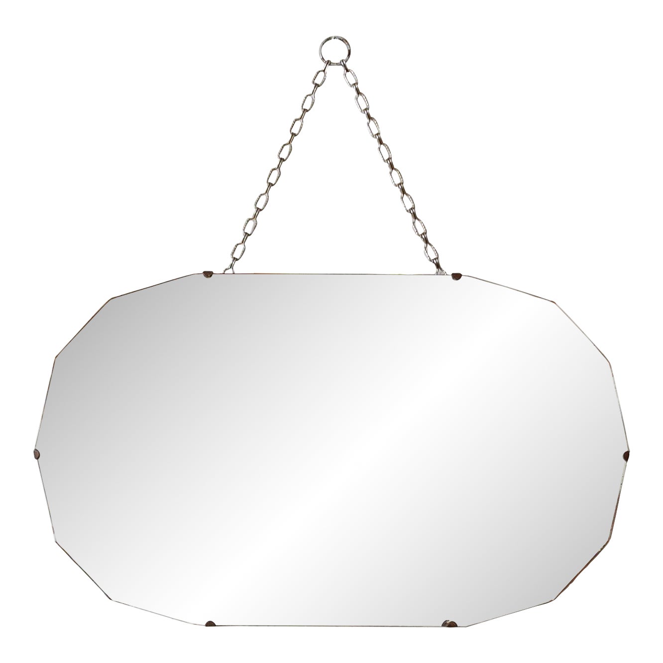 Art Deco Beveled and Faceted Hanging Mirror | Frameless Polygon Shape ...