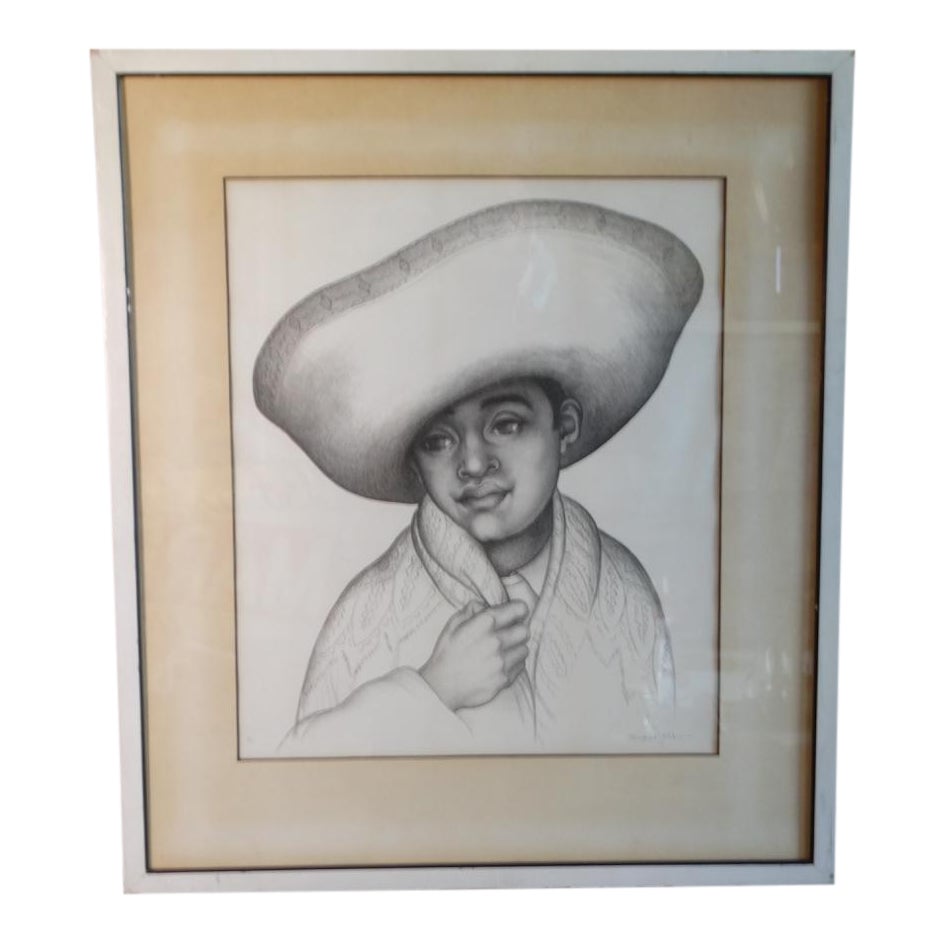 1930s "Young Boy in a Sombrero" Figurative Lithograph by Maxine Albro ...