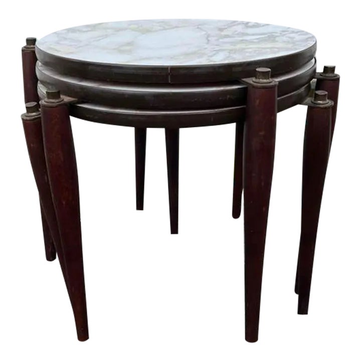 Mid Century Vintage Faux Marble Stacking Tables - Set of 3 | Chairish