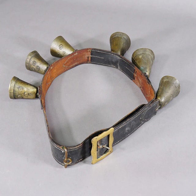 Antique Leather Strap With Six Casted Cattle Bells, Switzerland Ca ...