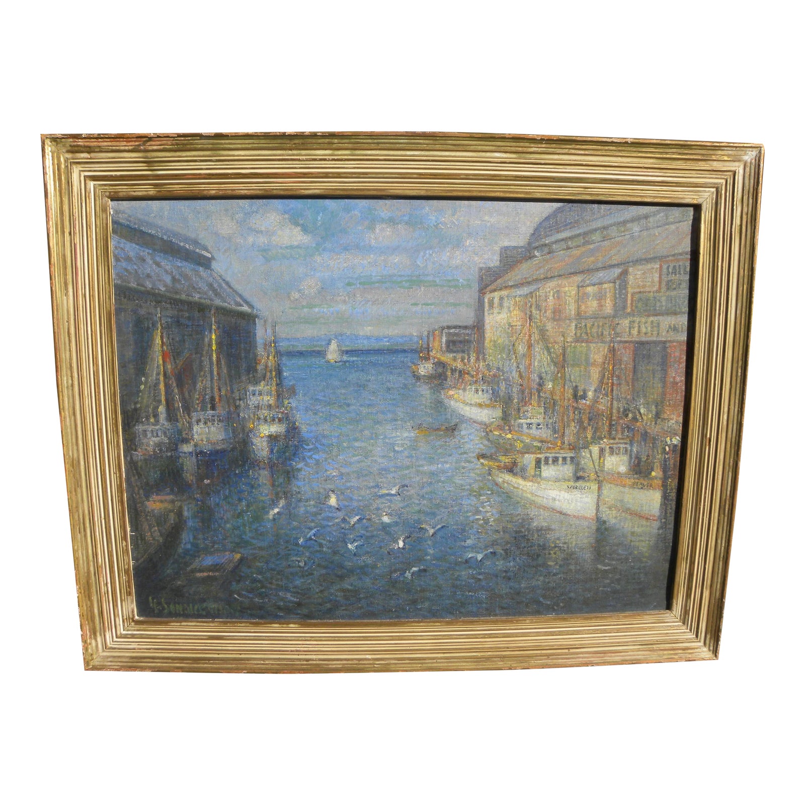 Early Seattle Waterfront Impressionist Painting by Yngvar Sonnichsen ...