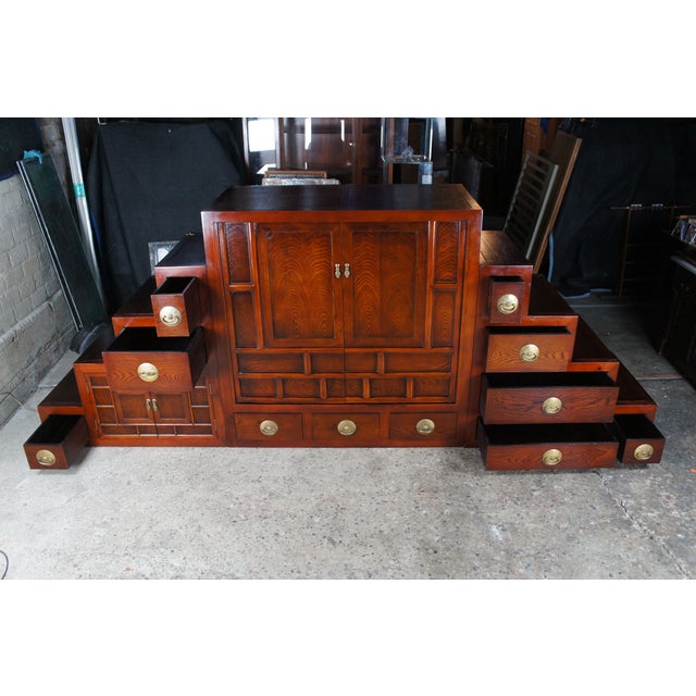 Late 20th Century Vintage Japanese Elm Tansu Step Media Tv Cabinet ...