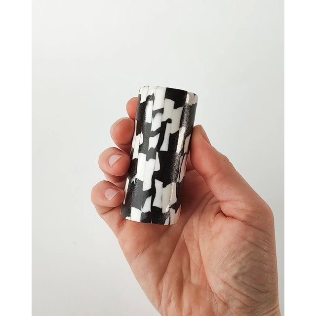 Black and White Miniature Distorted Checker Ceramic Bud Vase by Fizzy ...