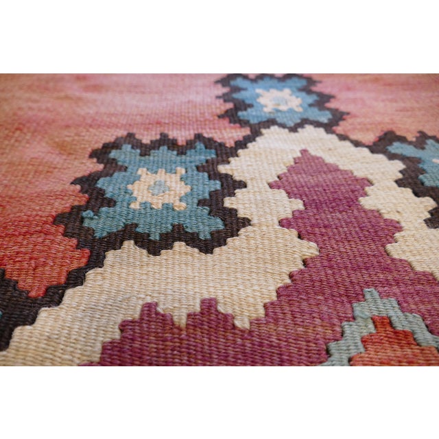 Antique Turquoise & Pink Floral Rug- 6′6″ × 9′7″ | Chairish