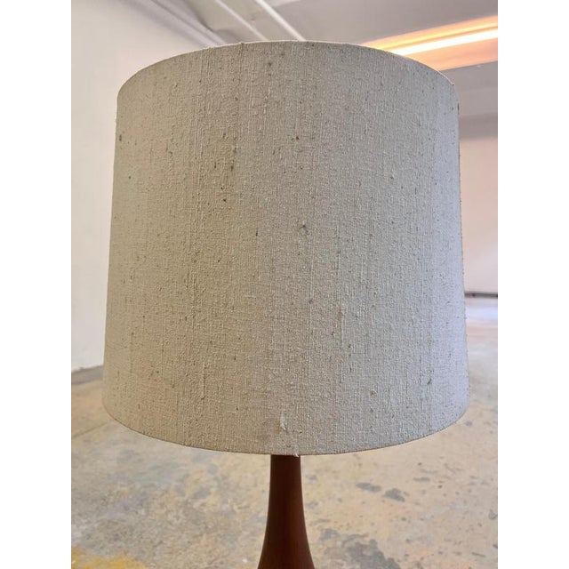 Teak and Raw Silk Table Lamp from Domus | Chairish