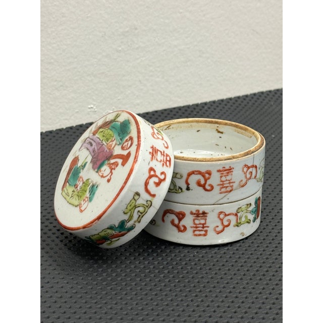 1950s Vintage 3 Tier Chinese Porcelain Box | Chairish