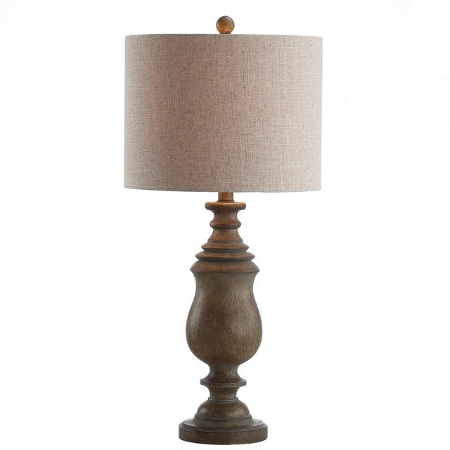 28.5" Resin LED Table Lamp, Brown Faux Wood | Chairish