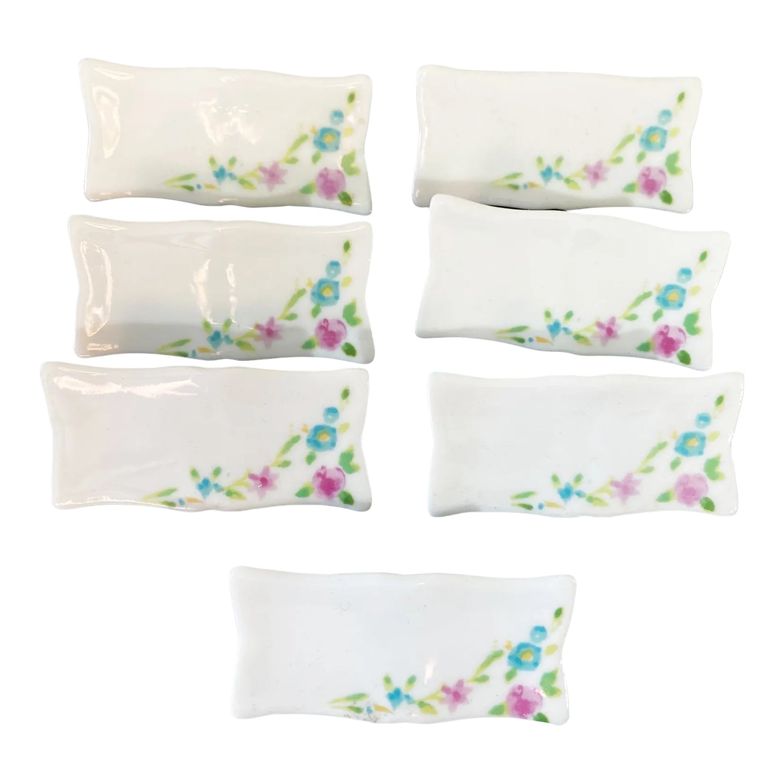 Vintage Porcelain Place Cards /Chopstick /Cutlery Support Holder Set of ...