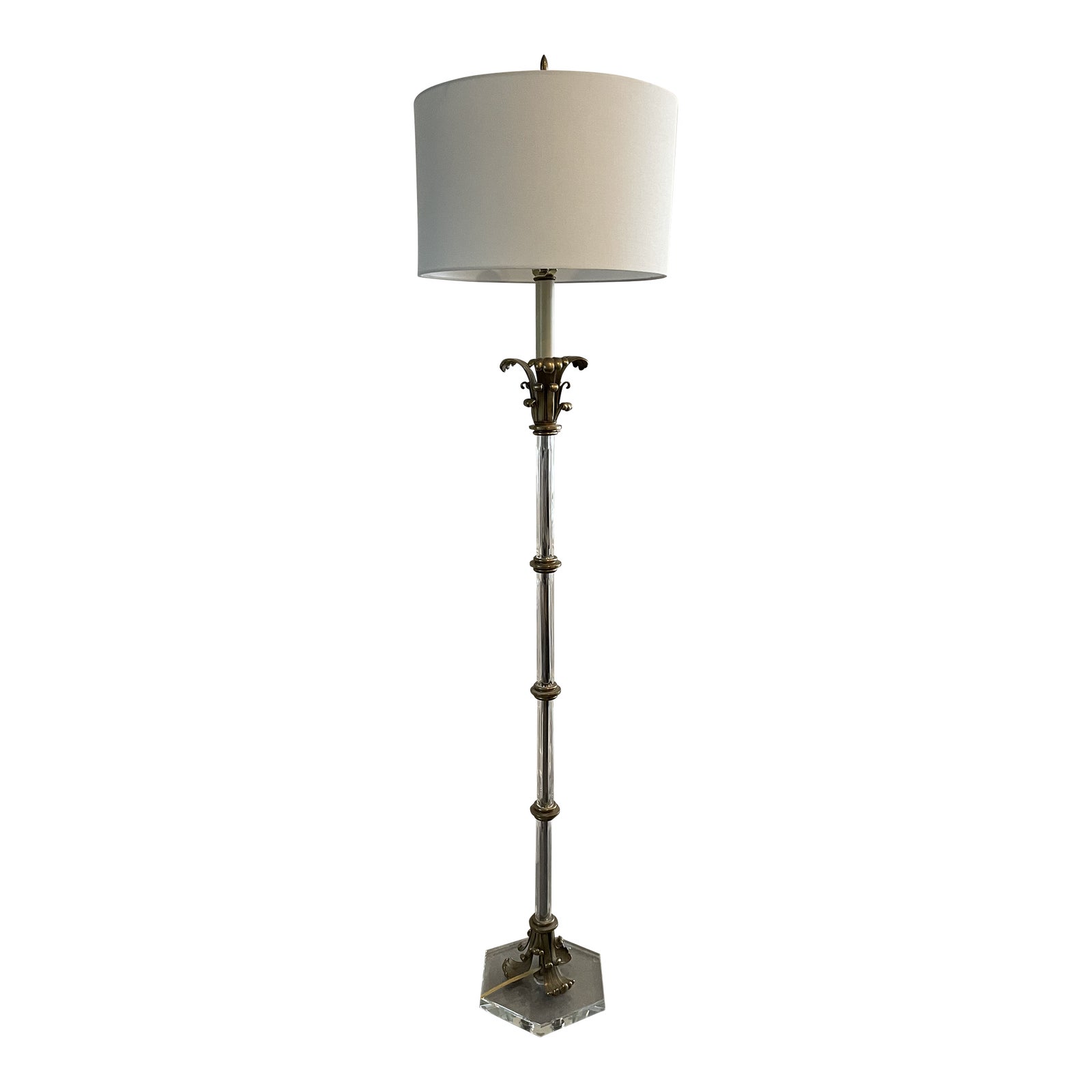 Early 21st Century Fluted Glass and Brass Floor Lamp | Chairish