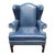1980s Large Periwinkle Blue Leather Wing Chair | Chairish