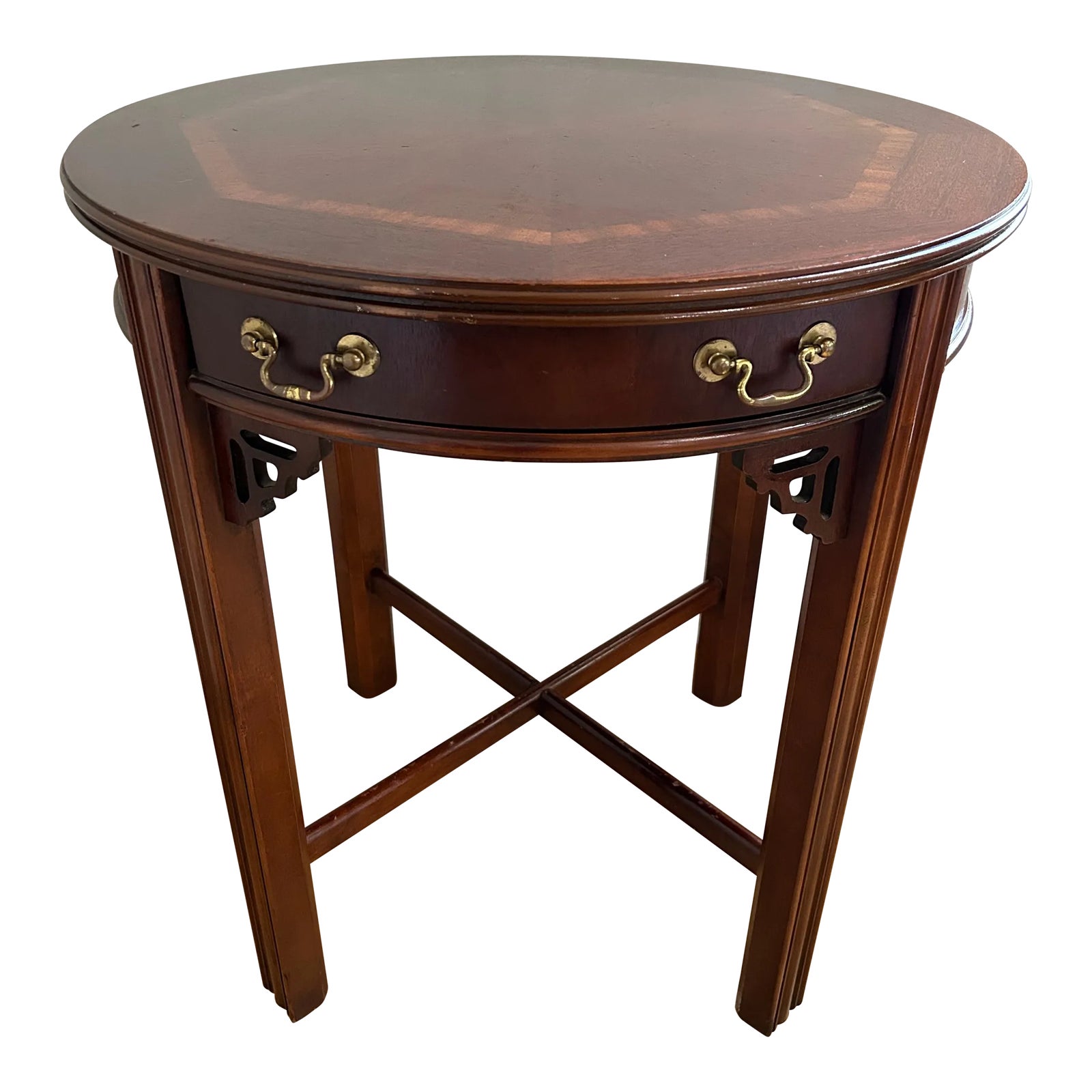Late 20th Century Lane Chinese Chippendale Round Side Table With ...