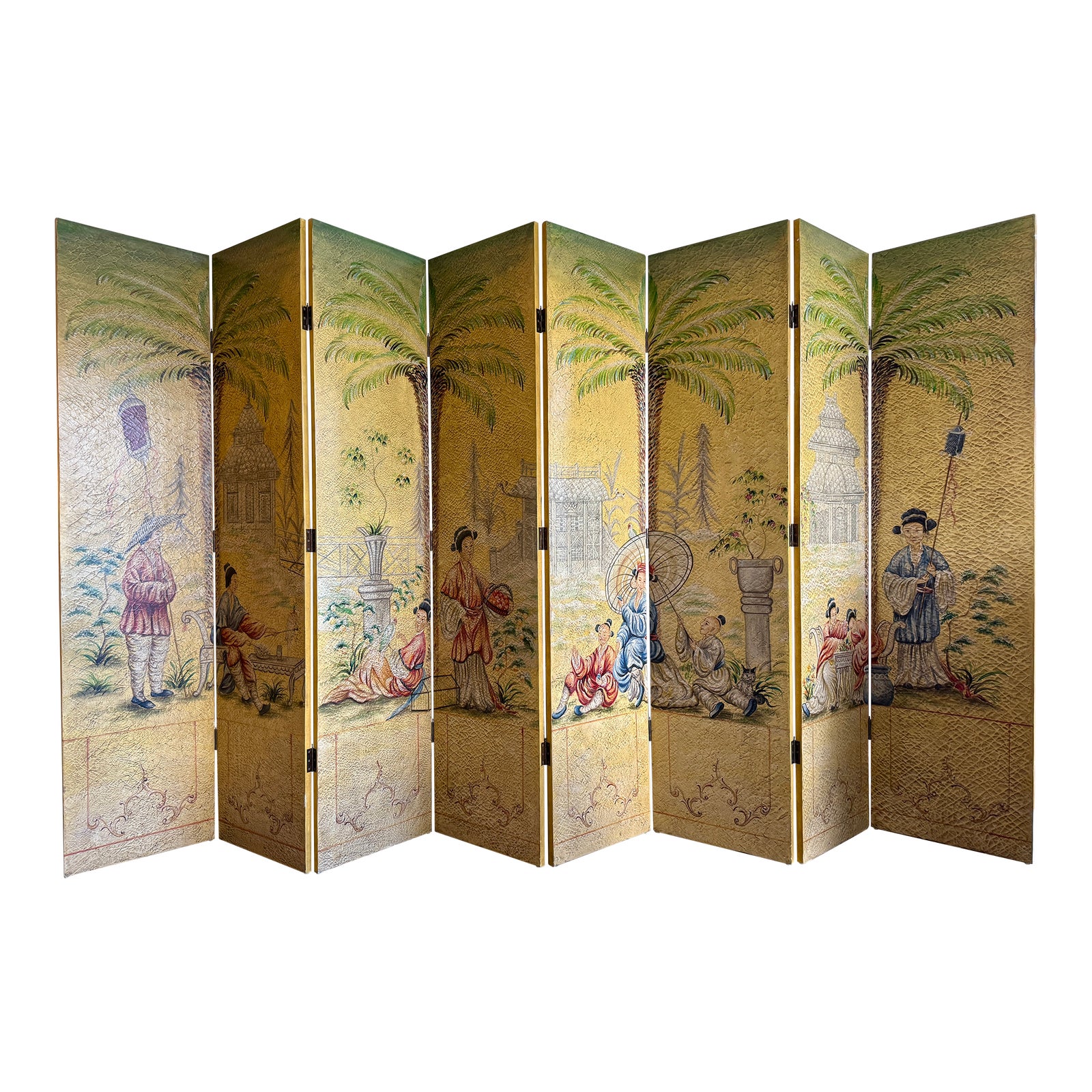 Large Eight Panels Asian Inspired Room Divider by Maitland Smith | Chairish