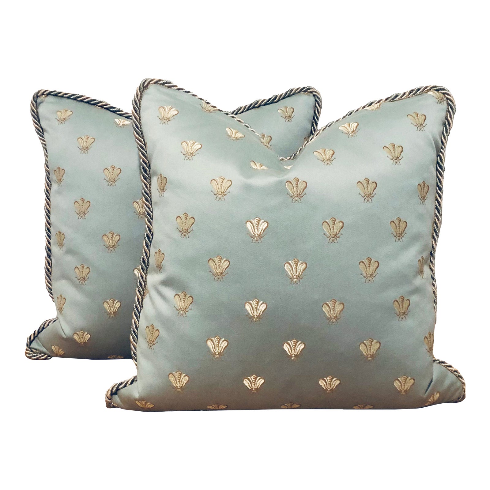 Custom Bee Embroidered Throw Pillows- a Pair | Chairish