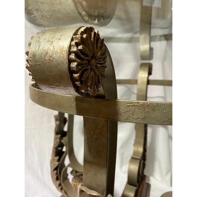 Traditional Vintage Glass Top Side Table | Chairish