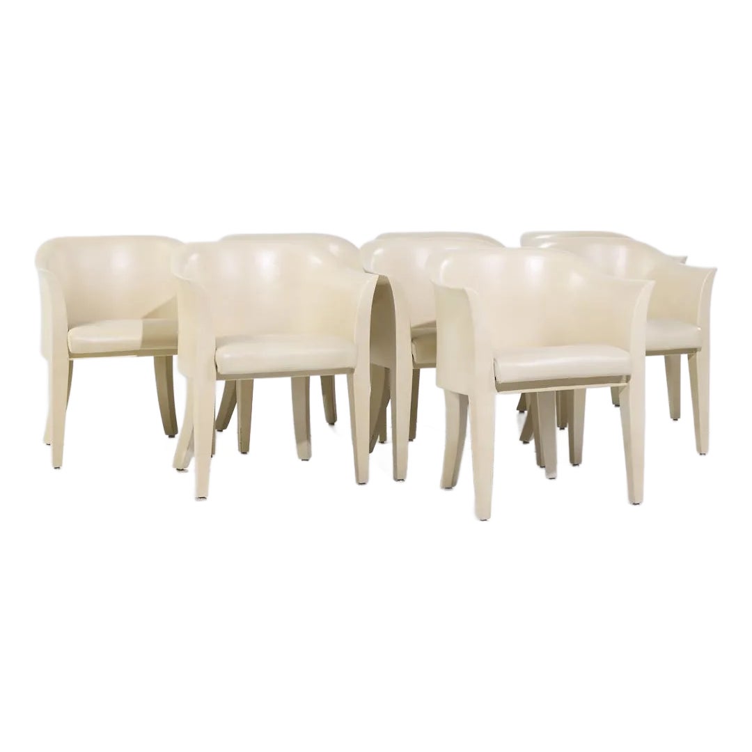 Karl Springer Mid Century Tulip Leather Dining Chairs - Set of 8 | Chairish