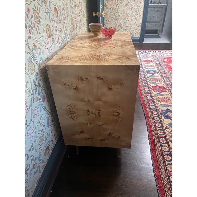 Burl and Brass Chest of Drawers | Chairish