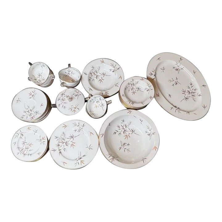 Late 20th Century Noritake China Cho Cho San Japan Bamboo Silver Rim ...