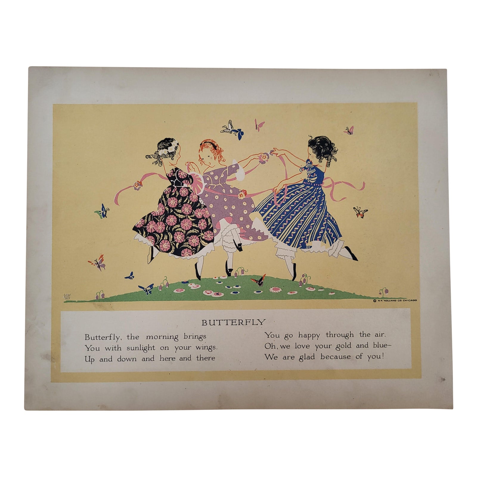 1910s/1920s Upcycled Book Illustration, Butterfly & Our Apple Tree ...