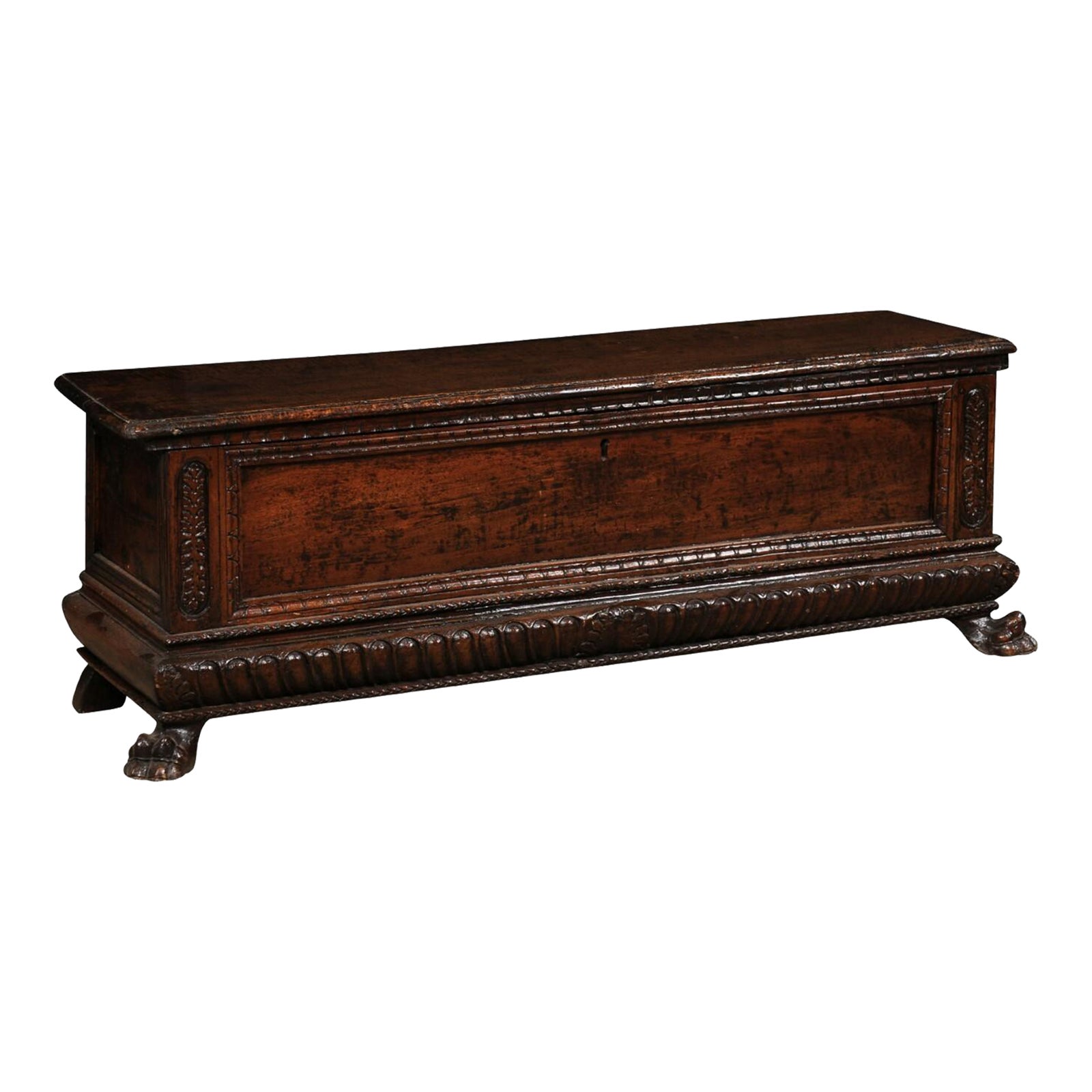 18th Century Italian Wooden Cassone on Paw Feet | Chairish