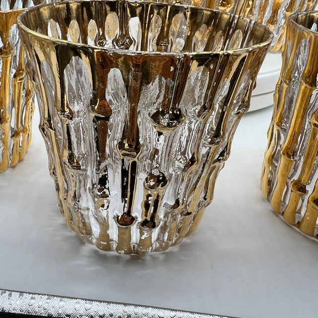 Set of 8 1960s Mid-Century Imperial Bamboo Rocks Glasses With 22k Gold ...