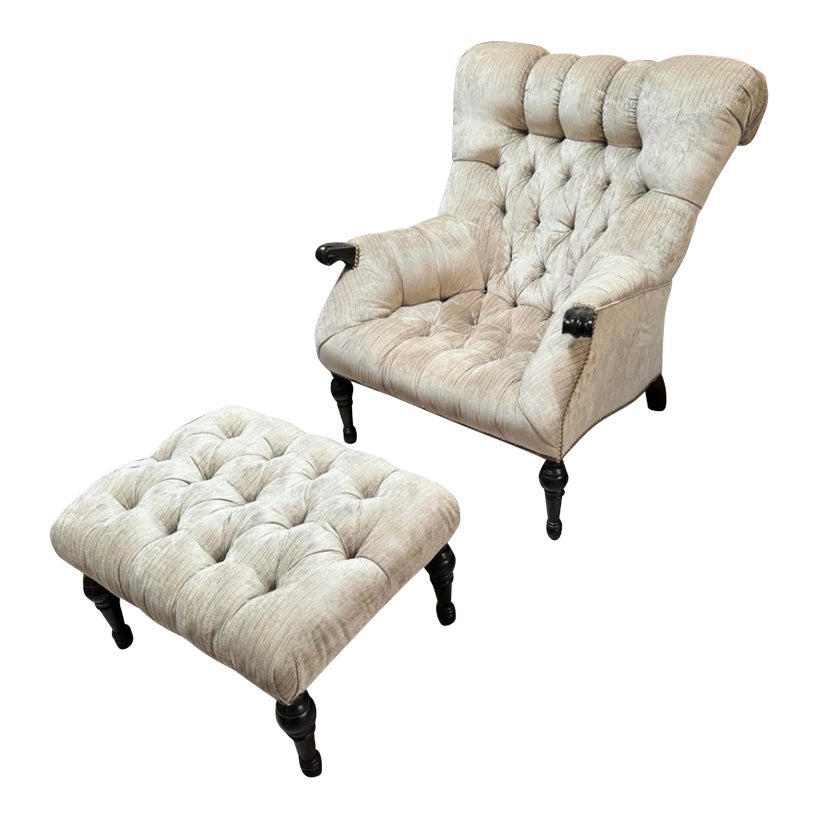 Stickley Leopold's Tufted Leather Chair + Ottoman | Chairish
