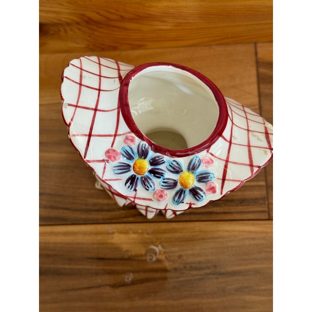 Vintage #1955 Geo Z. Lefton Miss Dainty Planter Vase Blue Flowers Red ...