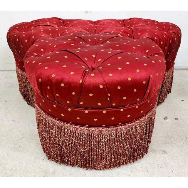 Clover Ottoman Pouf Tufted Hollywood Regency | Chairish