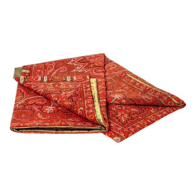 19th Century Antique French Red and Black Cachemere Design Throw | Chairish