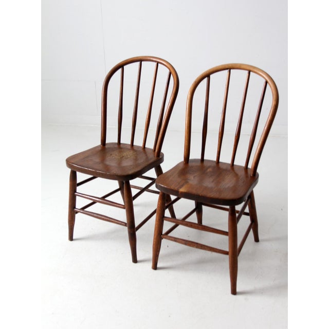 Antique Spindle Back Dining Chairs Pair | Chairish