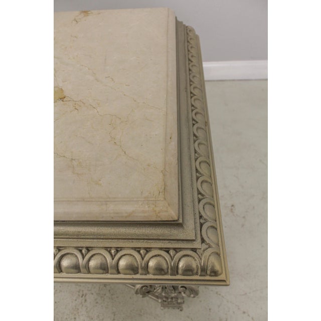 Continental Design Silver Decorated Marble Top Console | Chairish