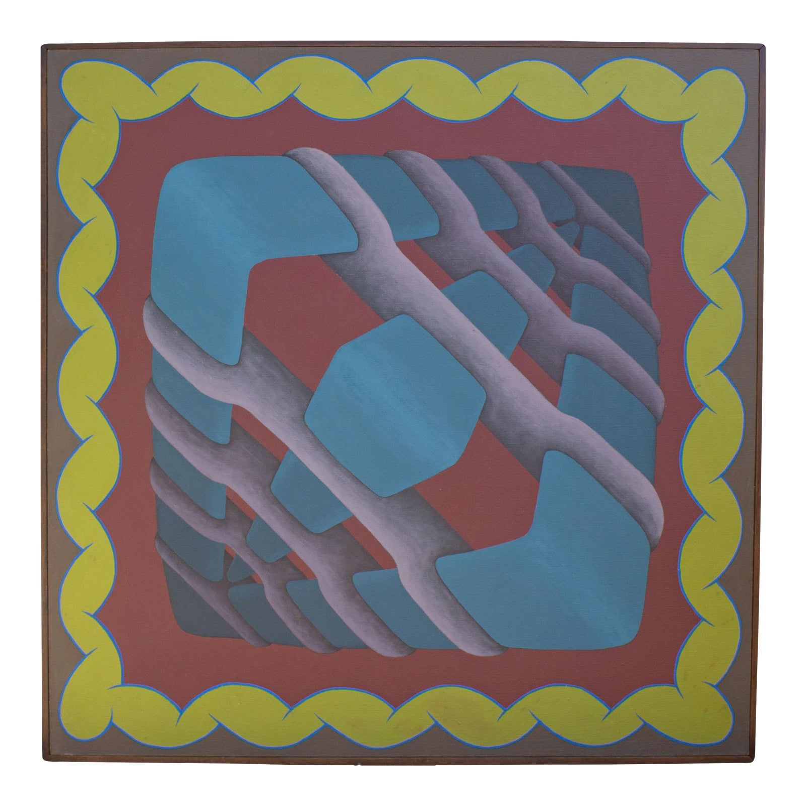 1968 Oil on Canvas Abstract Painting Signed by Artist Steve Redman ...