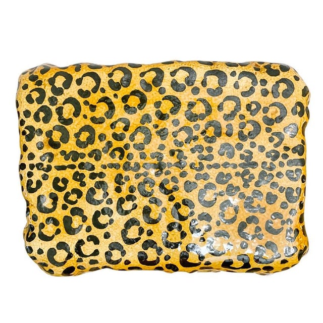 1960s Italian Glazed Terracotta Leopard Print Ottoman Stool | Chairish
