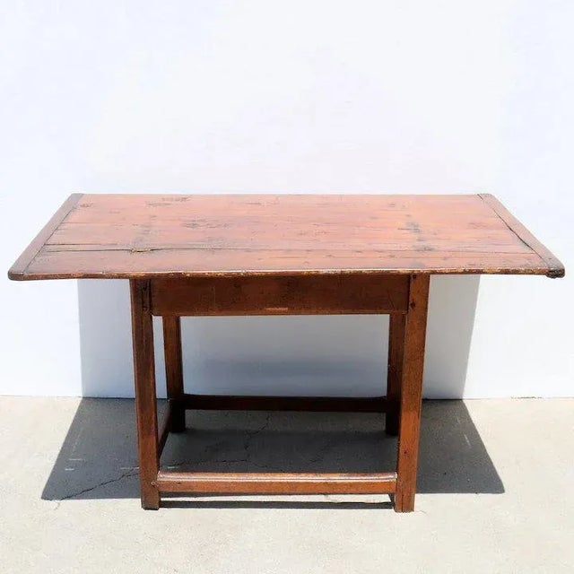 American New England Pine Plank-Top Low Side Table | Chairish