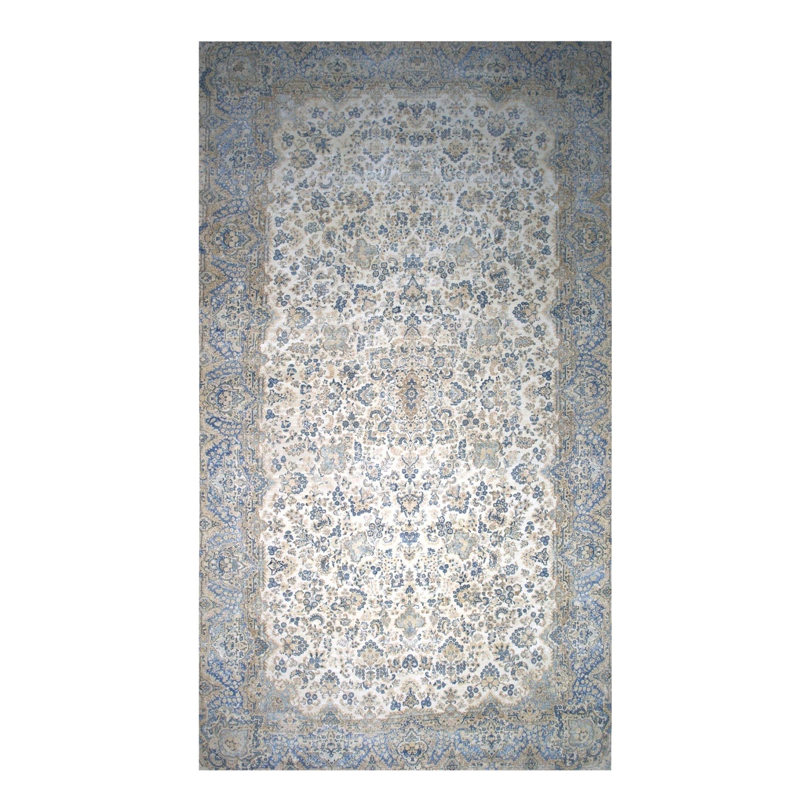 1940s Old Persian Kerman Area Rug 13x24 | Chairish