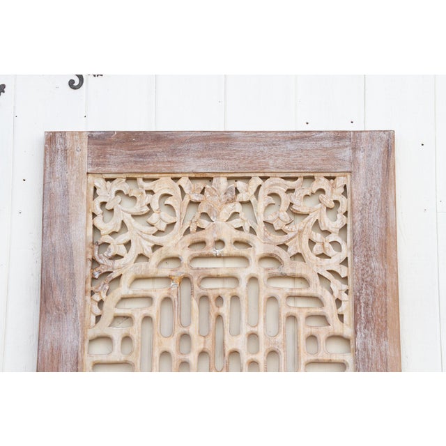 Finely Carved Whitewash See-Through Door Panel | Chairish