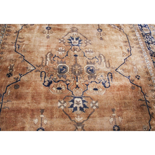 Antique Sparta Design Copper Brown and Royal Blue Wool Rug - 8′ × 11 ...