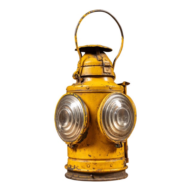 Early 20th Century Railroad Lantern With Fresnel Lenses | Chairish