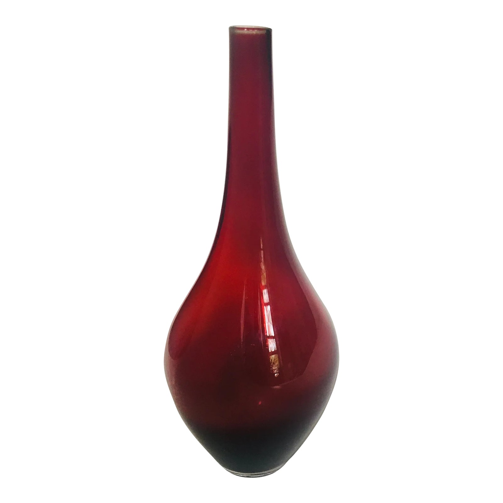 Murano Sommerso Ruby Red Art Glass Vase 1960s Mid Century Modern | Chairish
