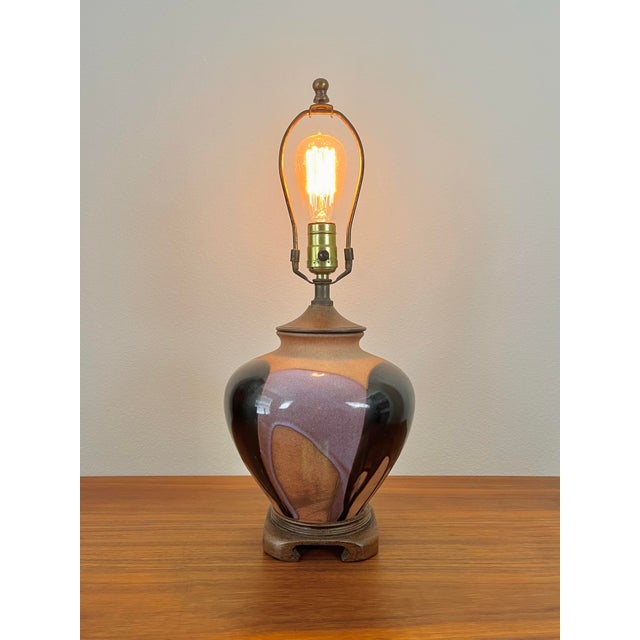 Mid Century Modern Drip Glaze Ceramic Table Lamp | in the Style of ...