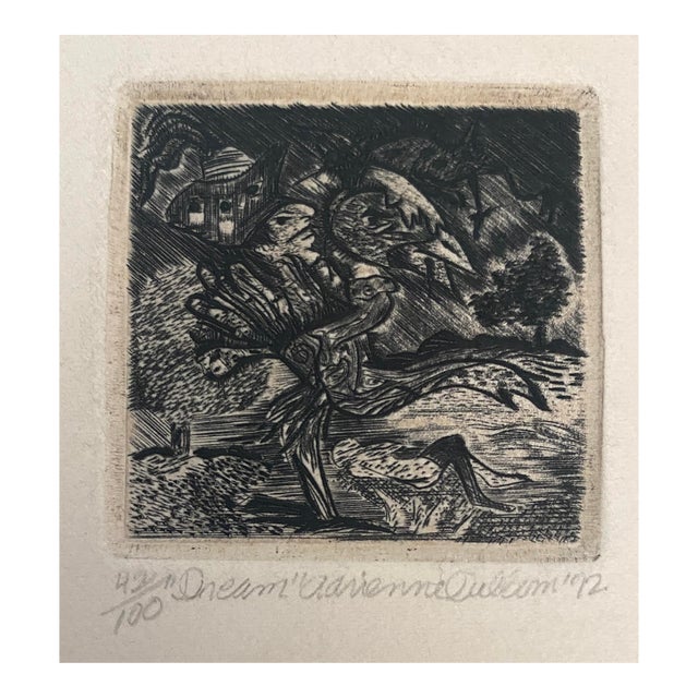 1972 Adrienne Cullom Dream Miniature Etching | Chairish