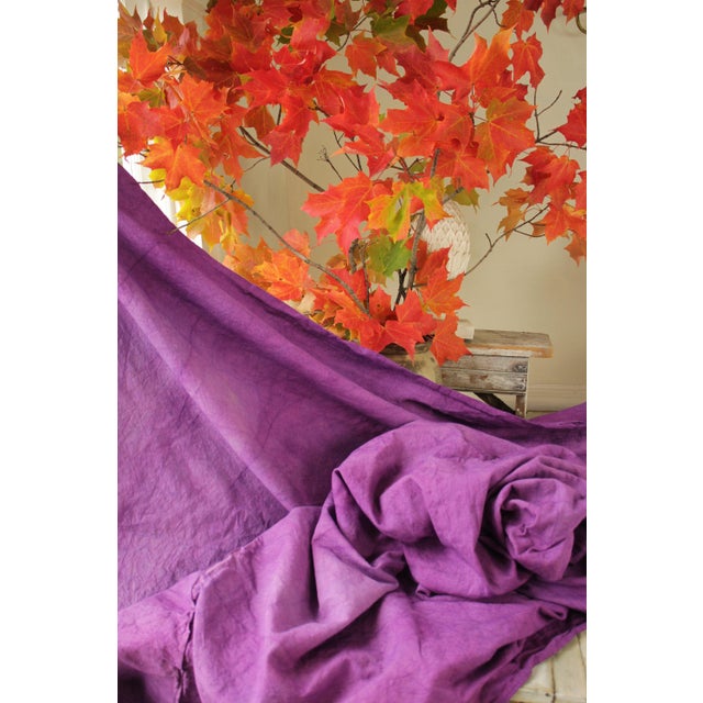 Dyed French Antique Linen Sheet Fabric Bright Vibrant Purple Upholstery ...