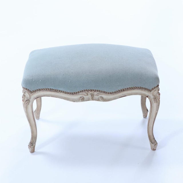 A Louis XV Style Painted and Carved Upholstered Foot Stool C 1920 ...