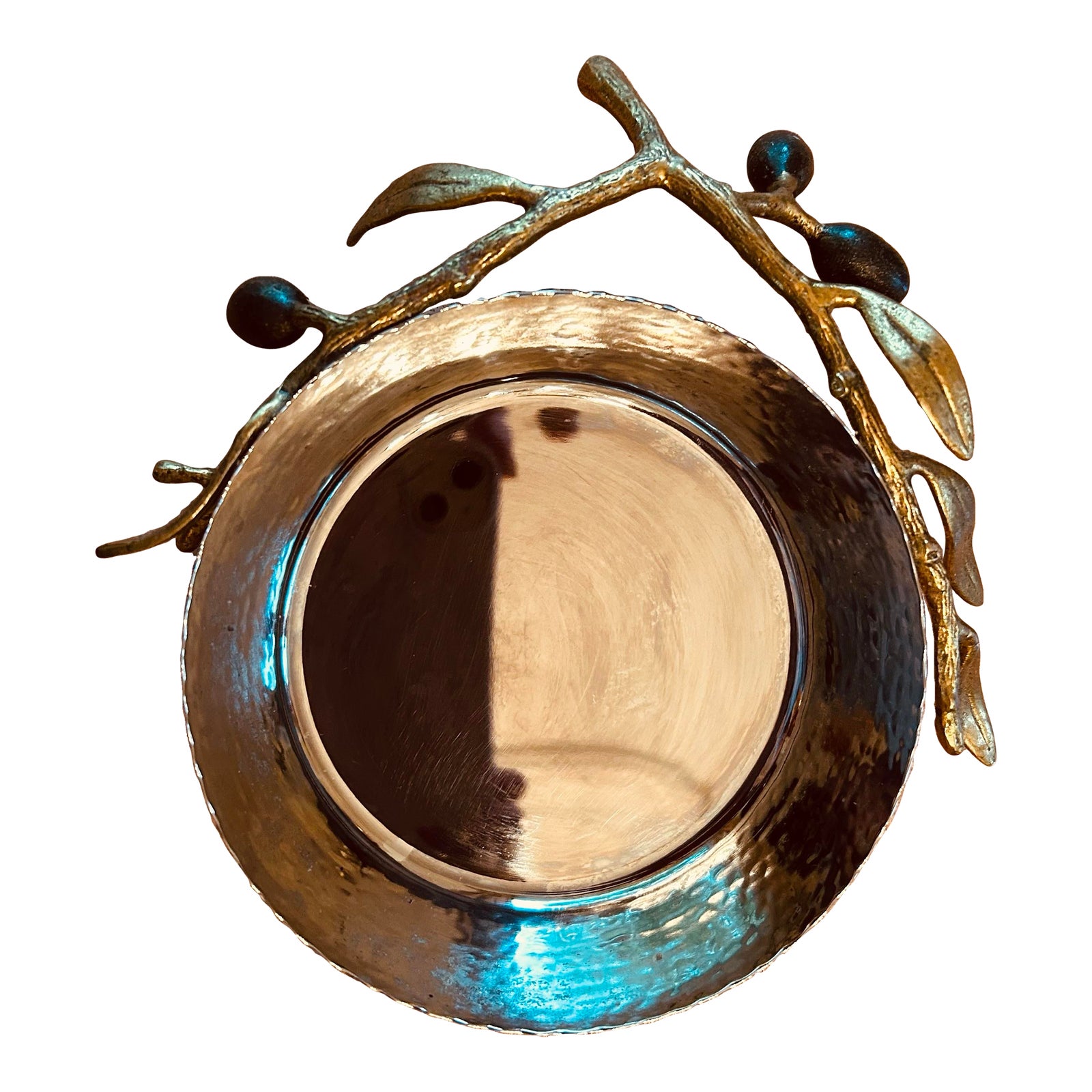 Late 20th Century Michael Aram Hammered Stainless Steel Olive Branch ...