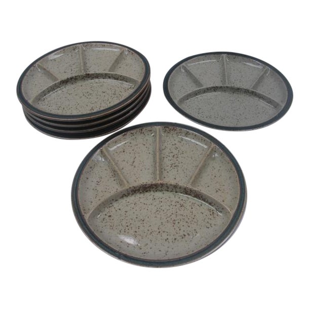 Vintage Sectioned Stoneware Diner Plates - Set of 6 | Chairish