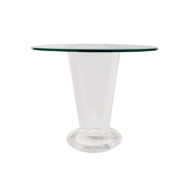 Postmodern Glass and Lucite Accent Table | Chairish