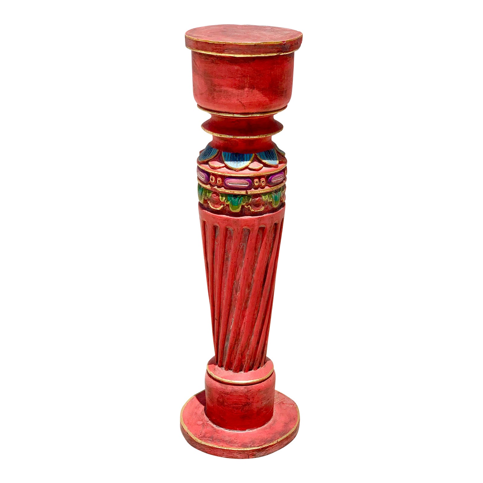 Vintage Balinese Style Painted Wooden Column | Chairish